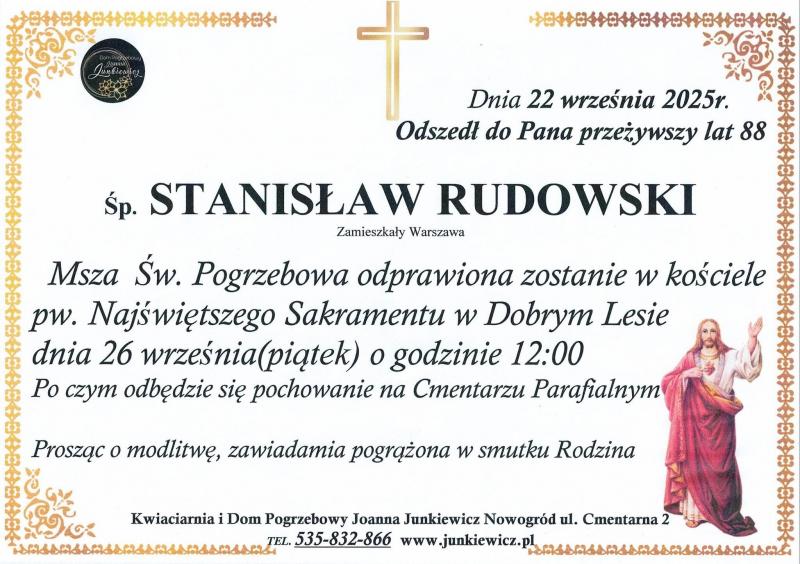 ŚP Stanisław Rudowski - nekrolog
