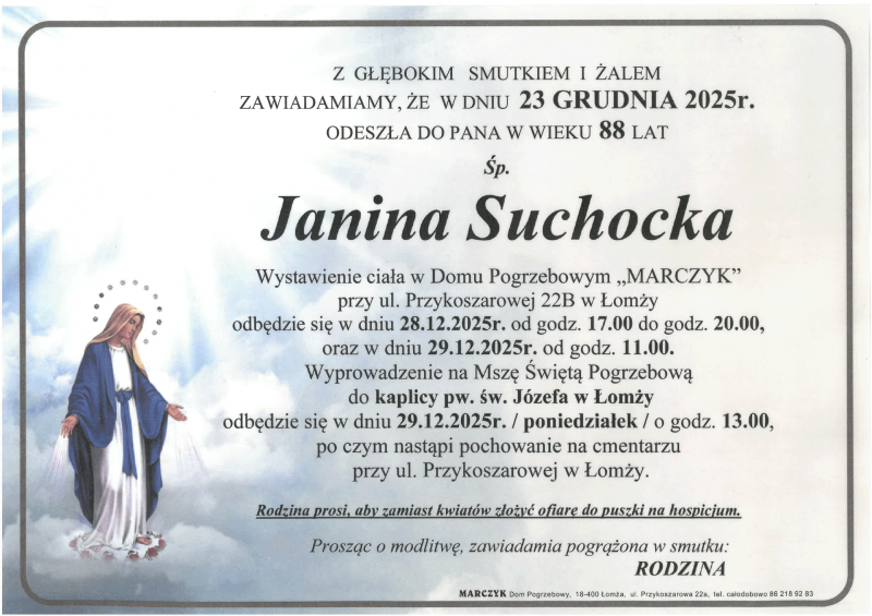 ŚP Janina Suchocka - nekrolog